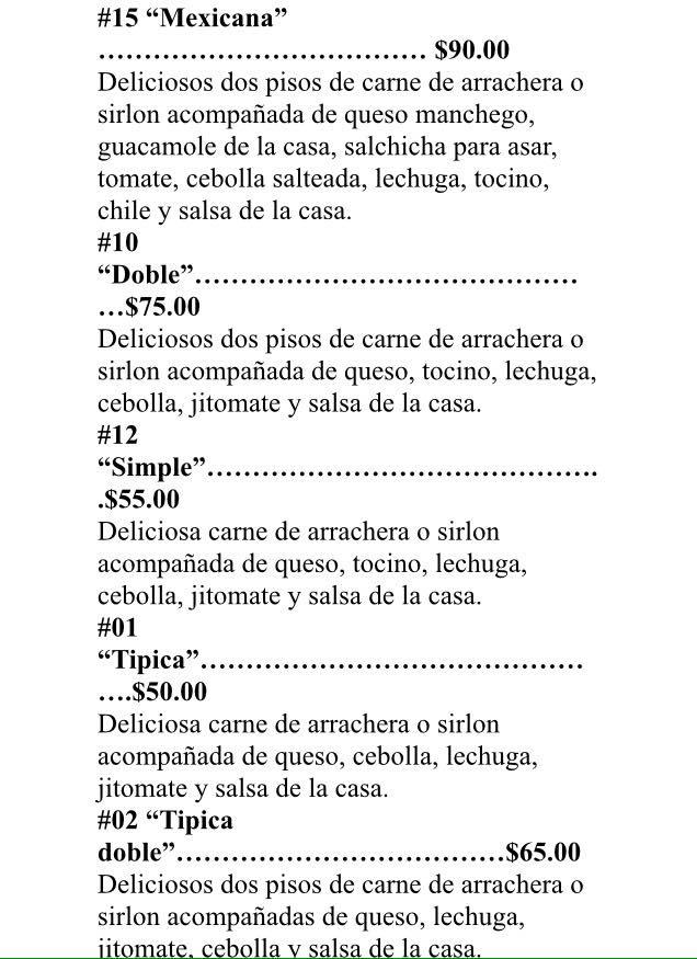 Menu at La casa restaurant, Campeche