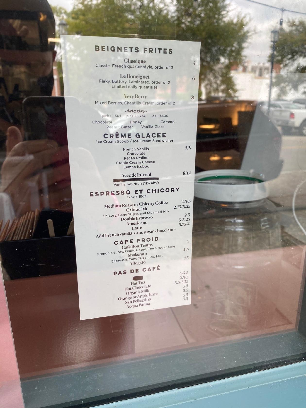 Menu at Le Bon Temps Beignets and Coffee cafe, Dallas