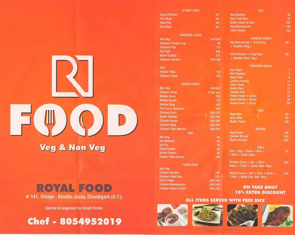 Menu at Royal Food, Khudda Lahora