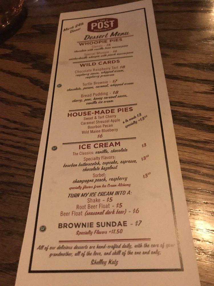 Menu at The Post Chicken & Beer restaurant, Lafayette, 105 W Emma St