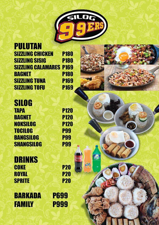 Menu at 99ers restaurant, Muntinlupa