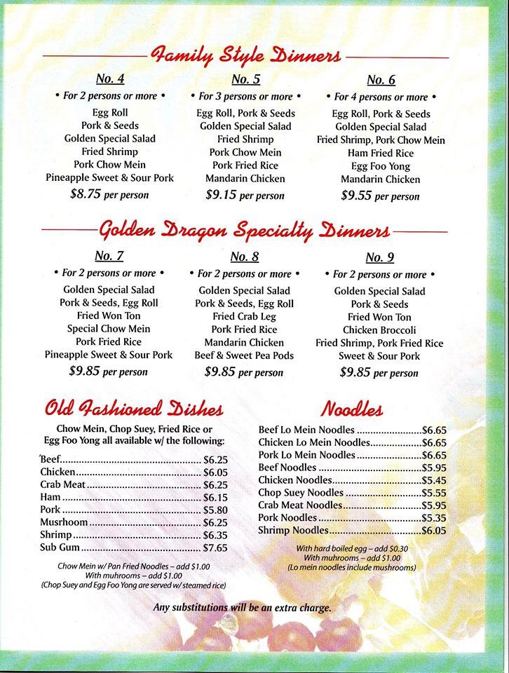 Menu at Golden Palace Restaurant, Caldwell