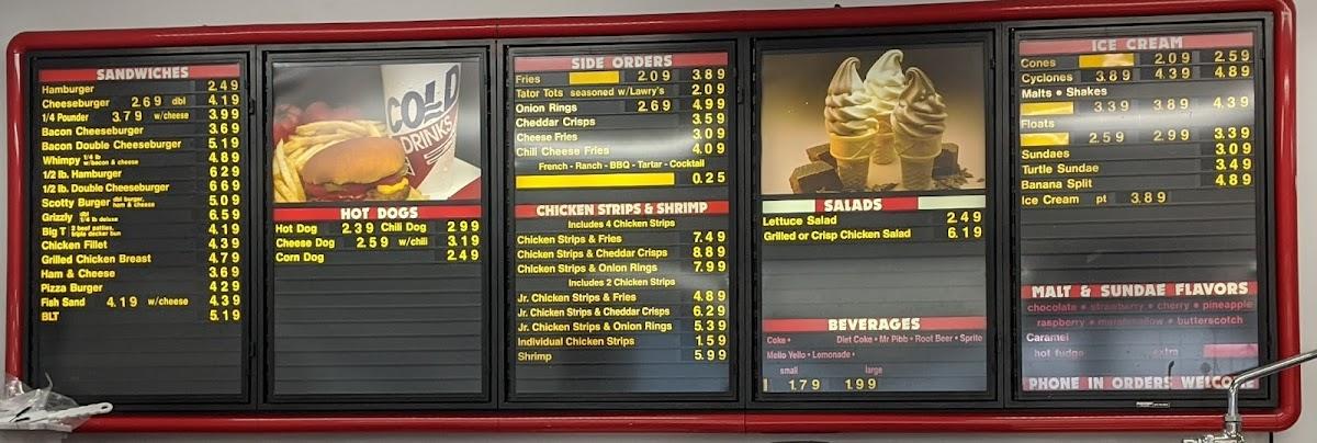 Menu at JJ's Drive In restaurant, Rock Rapids
