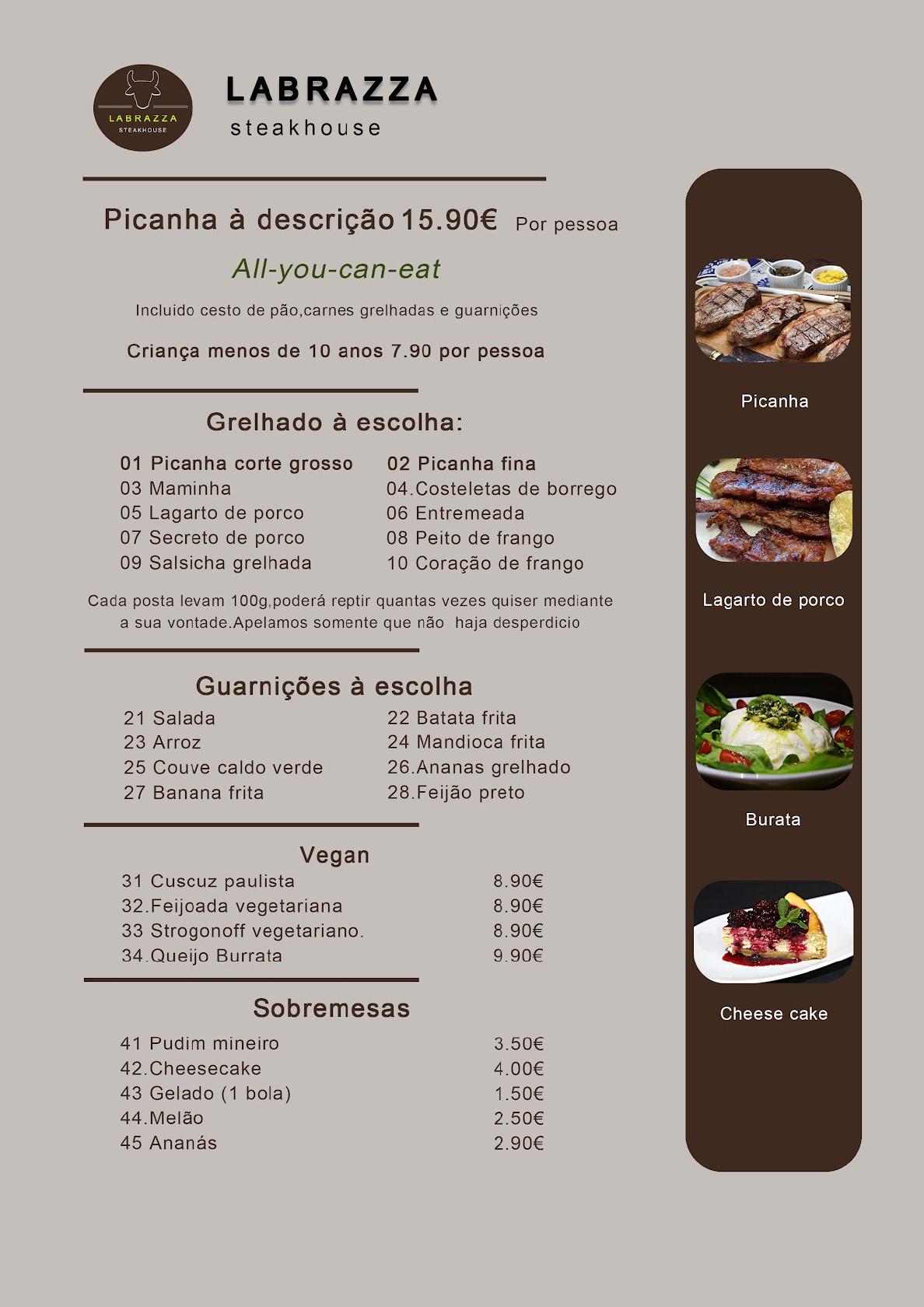 Menu em Labrazza Steakhouse, Lisboa