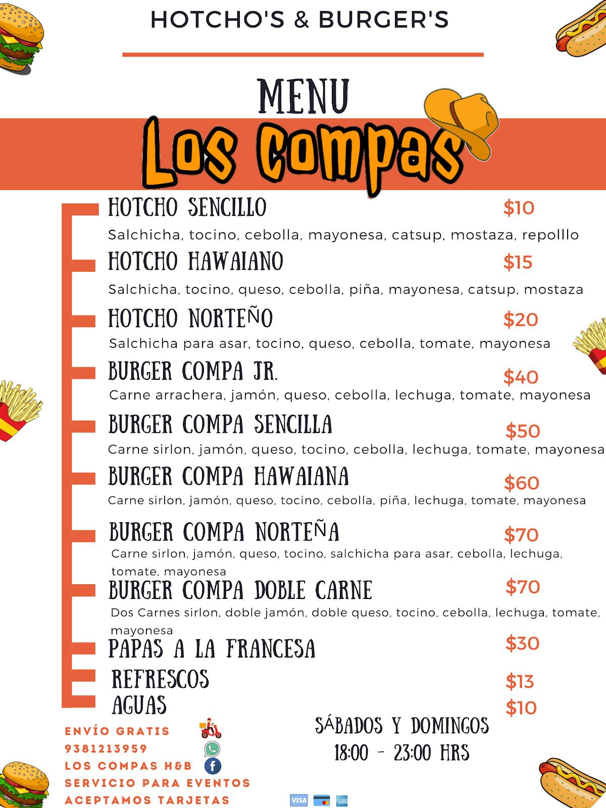 Menu at Los compas h&b restaurant, Ciudad del Carmen
