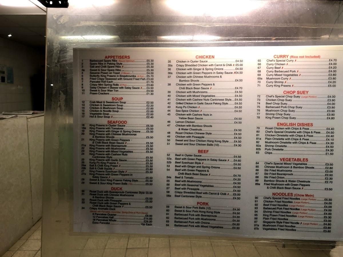 Menu at Peking Chef fast food, West Drayton