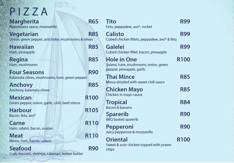 Menu at Dockside Cafe Harties, Hartbeespoort