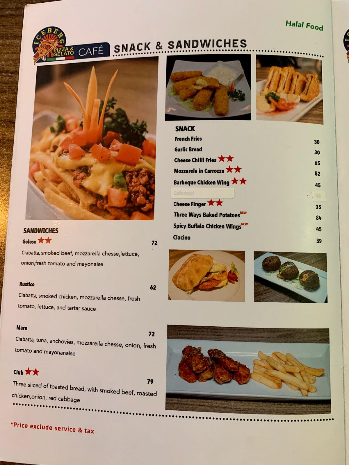 Menu at ICEBERG PIZZA AND GELATO restaurant, Jakarta