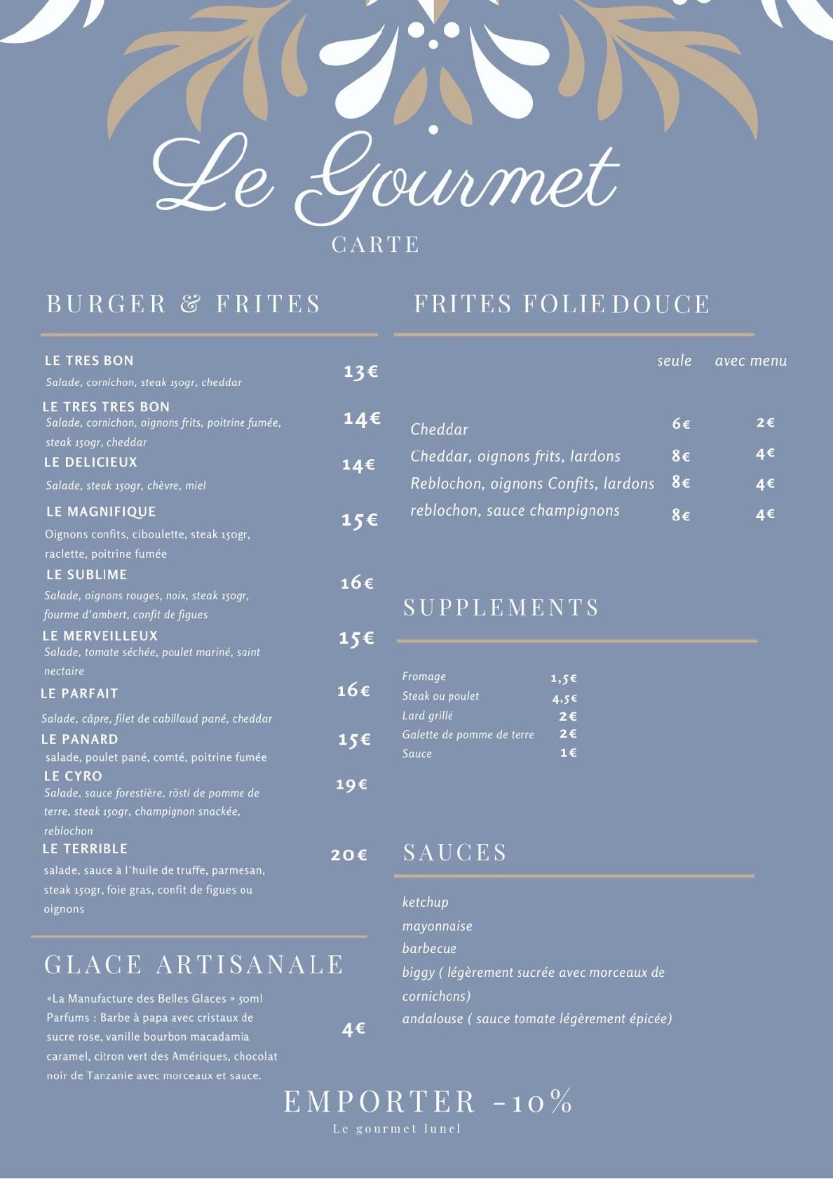 Gourmet Dinner Menu