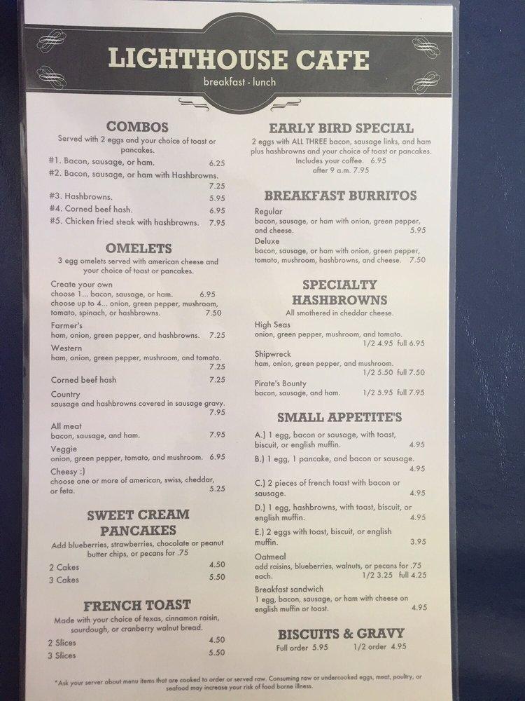 Menu at The Lighthouse Cafe, Elberta