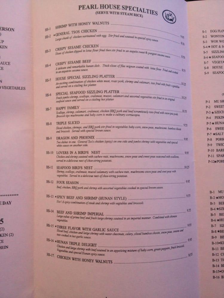 Menu at Pearl House restaurant, Citrus Heights