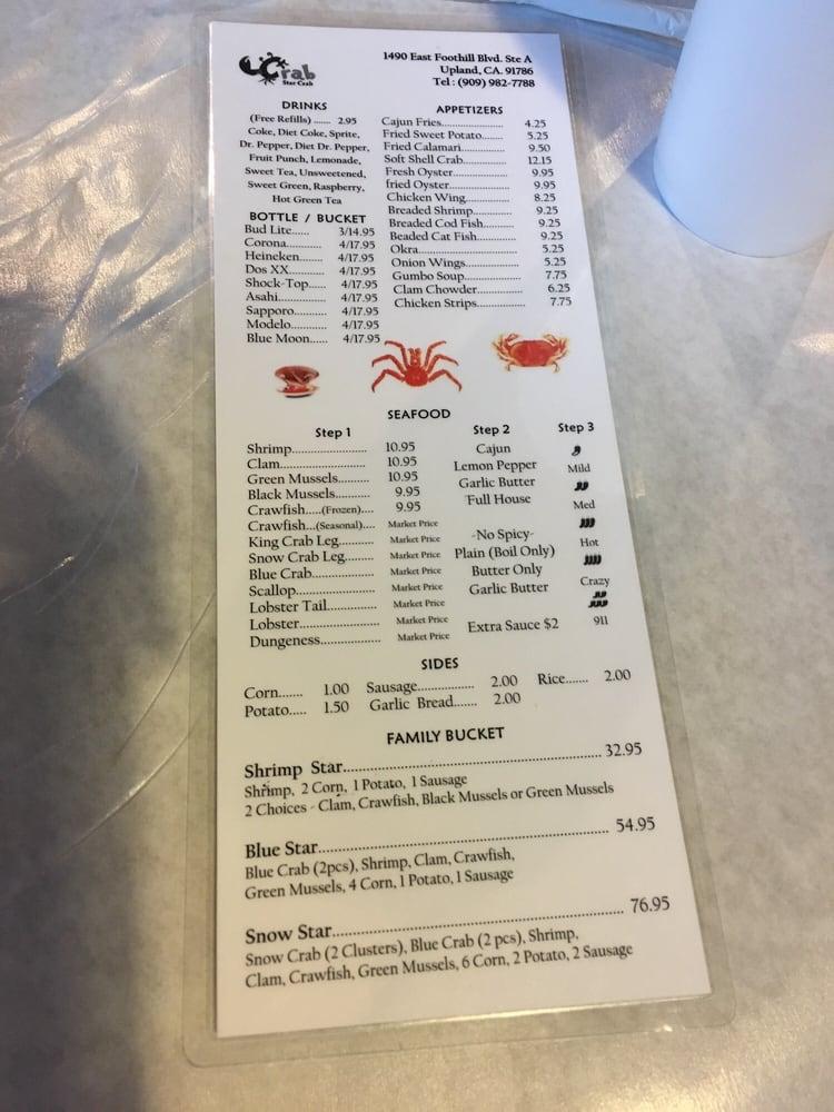 Menu at Star Crab restaurant, Upland
