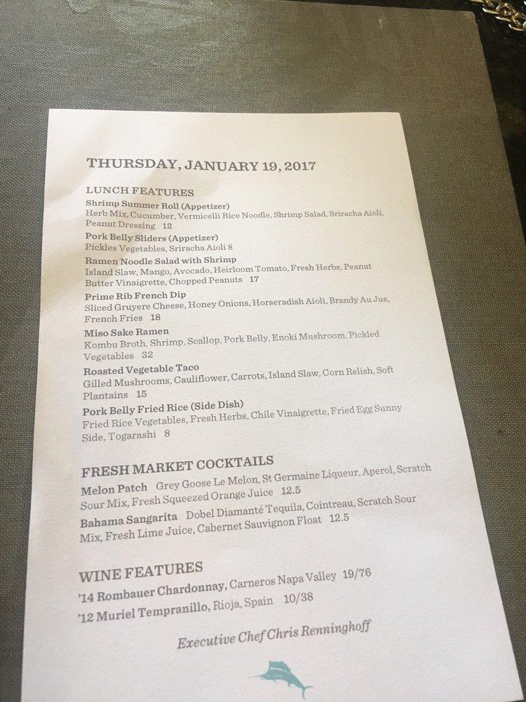 Menu at Tommy Bahama Restaurant, Bar & Store, Naples