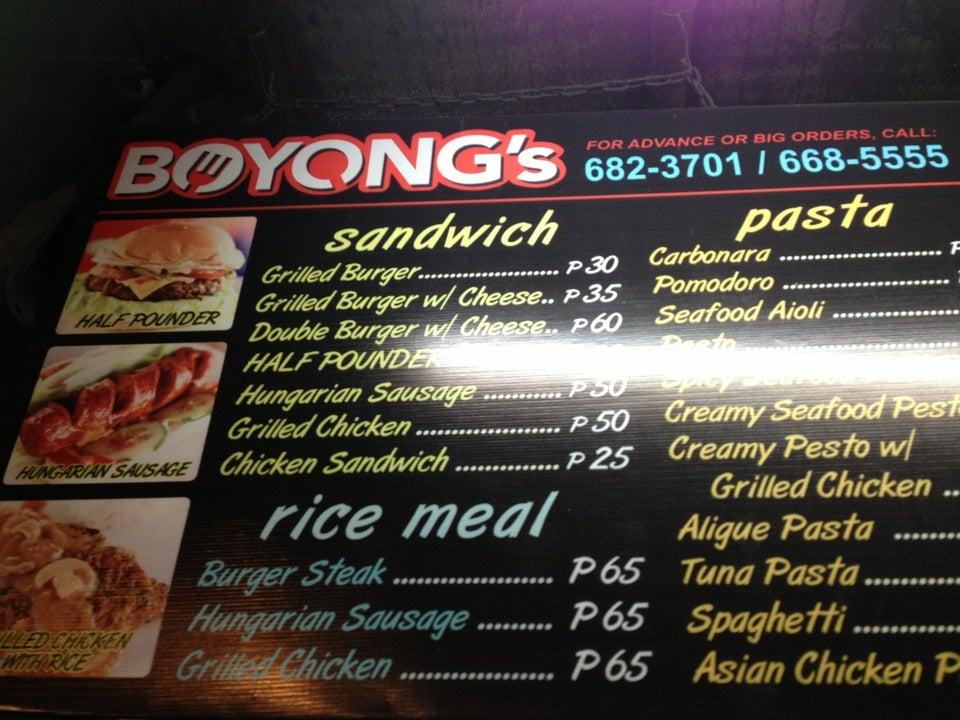 Menu at Boyong's Grilled Burgers restaurant, Marikina