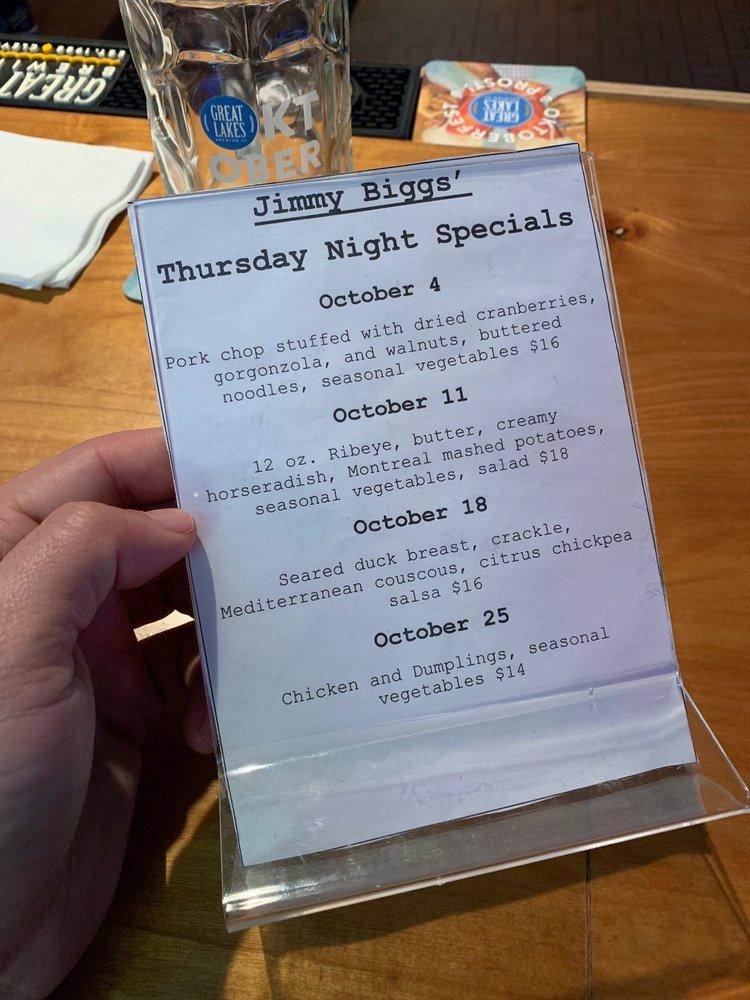 Menu at Jimmy Bigg's Grill pub & bar, Cuyahoga Falls