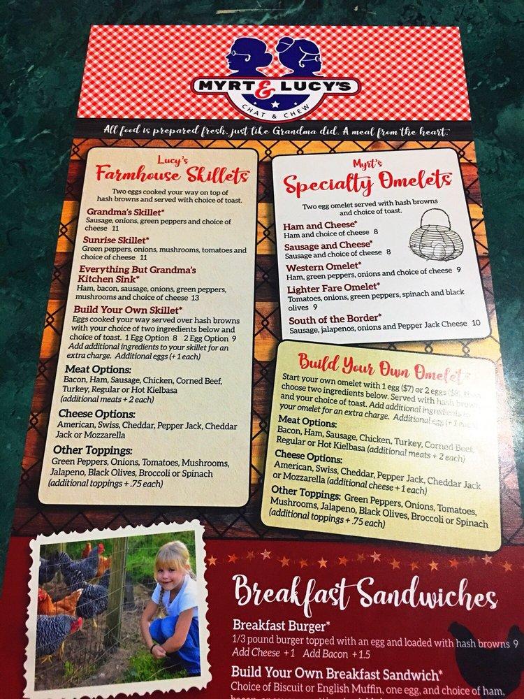 Menu at Myrt and Lucy's Chat & Chew Family Restaurant, Wisconsin Dells