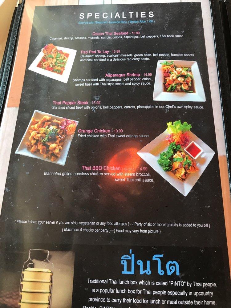 Menu at Pinto Thai Ramona restaurant, Ramona