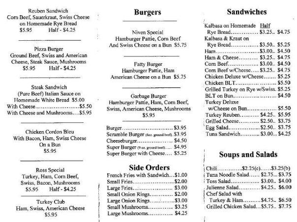 Menu at Scottish Inn pub & bar, Saginaw