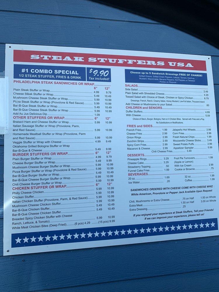 Menu at Steak Stuffers USA fast food, Tulsa, E 51st St