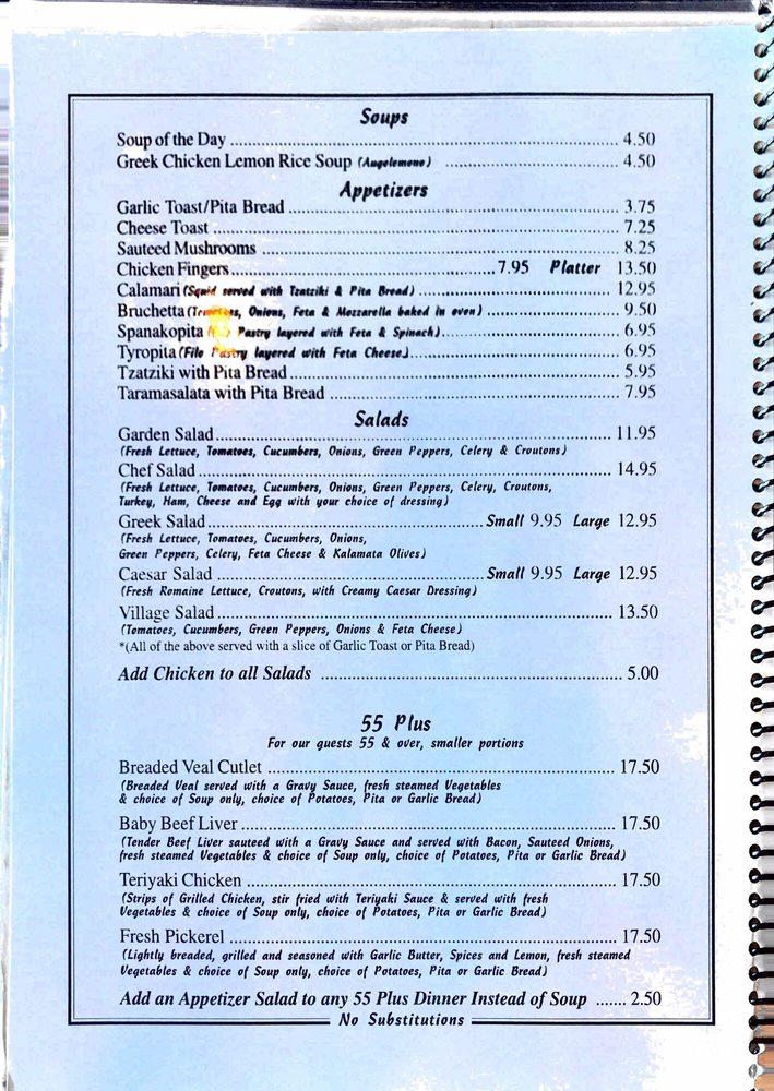 Carta de Tuxedo Village Family Restaurant - Greek Food, Winnipeg ...
