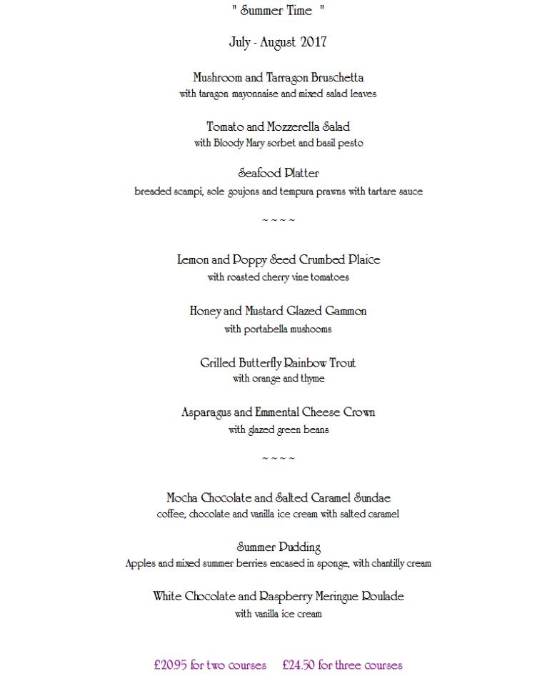 Menu at The Kings House restaurant, Pembridge
