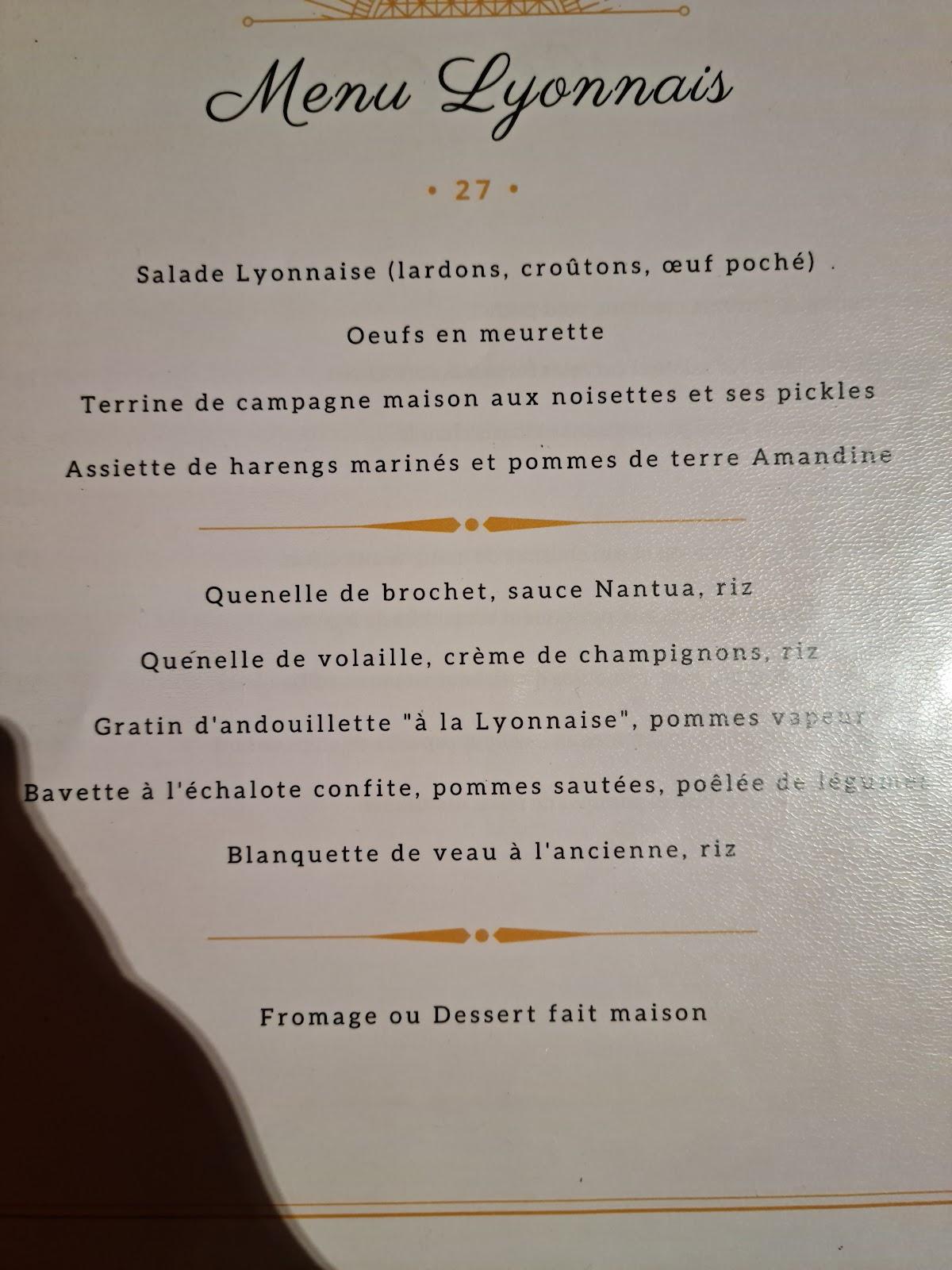 Menu at Restaurant Café du Soleil, Lyon, 2 Rue Saint-Georges