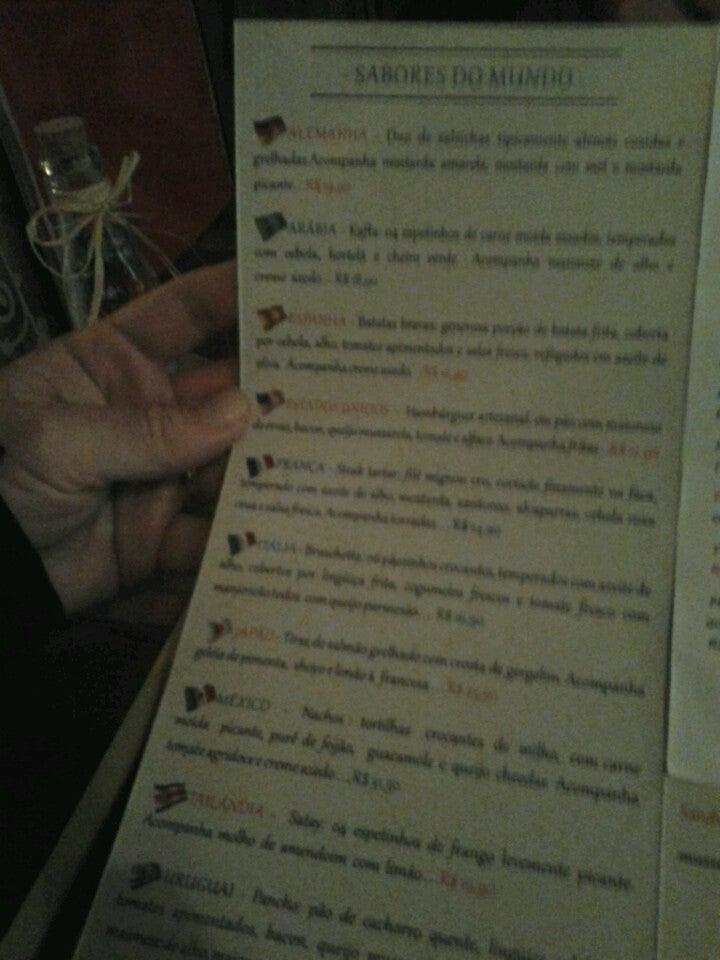 Menu em Santê Bistrô Sabores do Mundo, Canela
