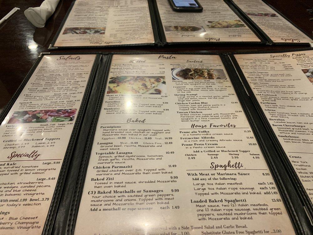 Menu at Acropolis Pizza Restaurant, Arden