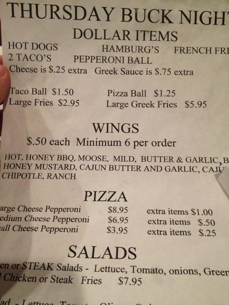 Menu at East Erie Moose Lodge 593 pub & bar, Northwest Harborcreek