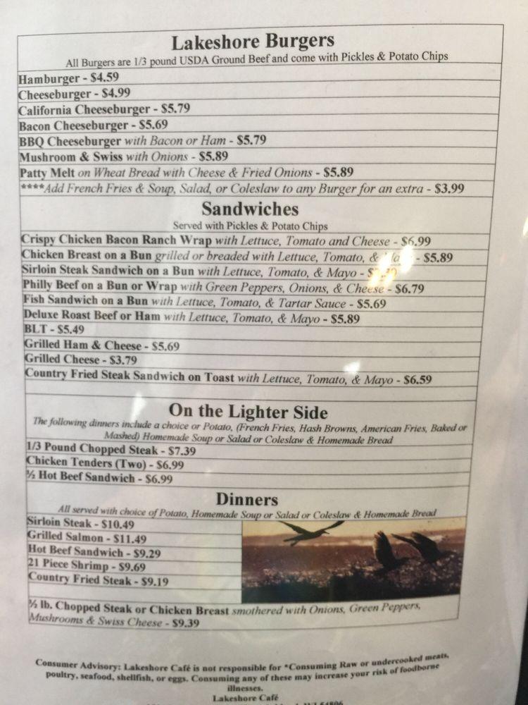 Menu at Sandy Shores Cafe, Ashland