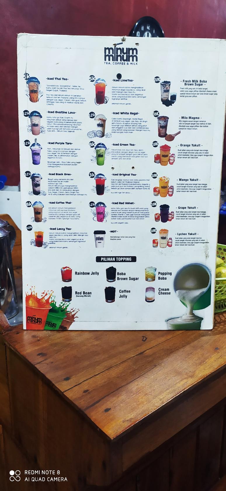 Menu at MINUM-MINUM, Mandalakasih