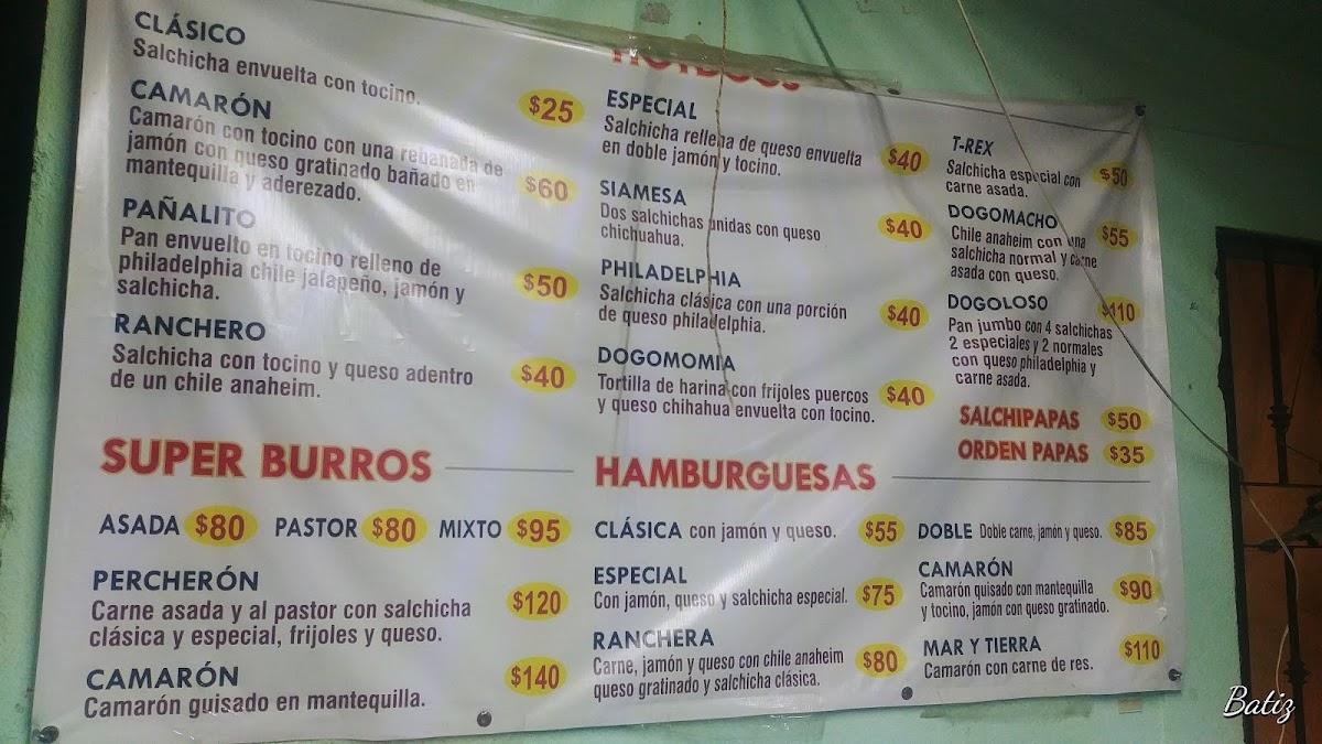 Menu at Mack Mack El Rey del Hot Dog restaurant, Cabo San Lucas