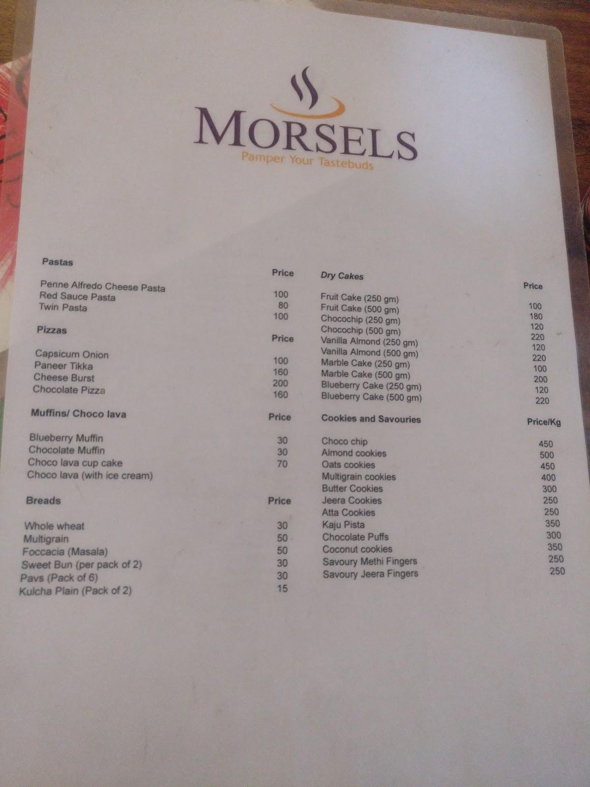 Menu at Morsels Bakery & Cafe', Amritsar