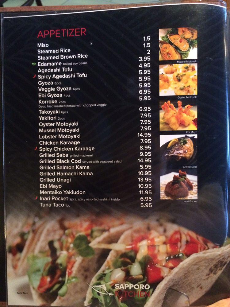 Menu at Sapporo Kitchen restaurant, Surrey