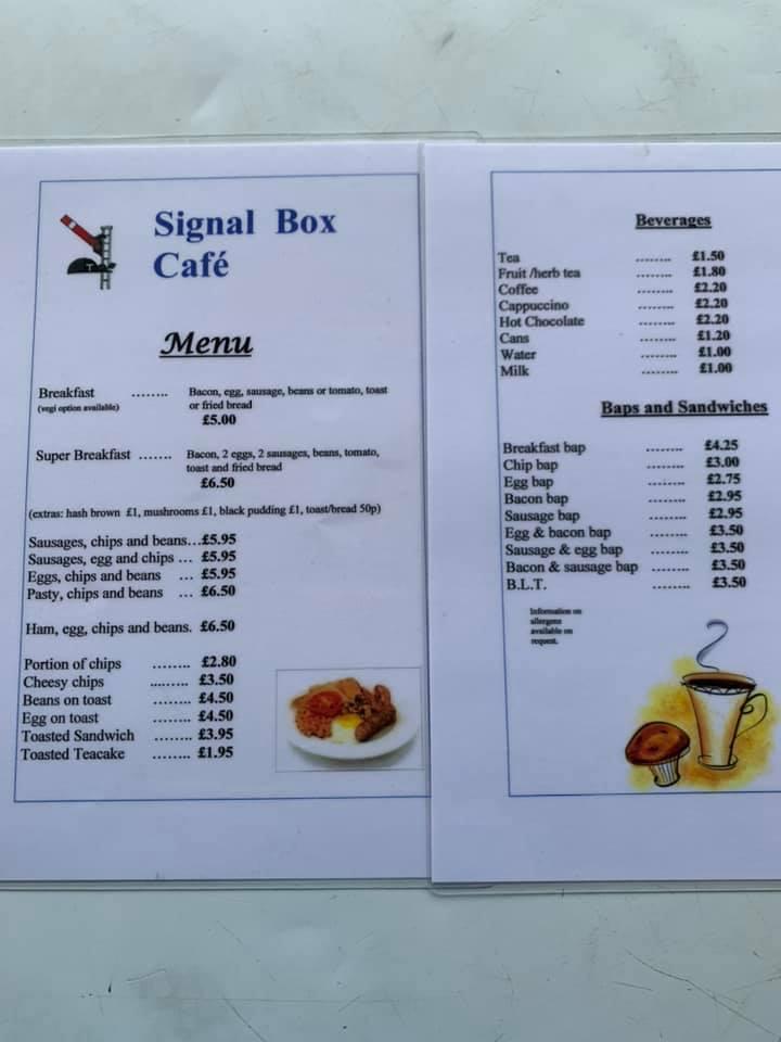 Menu at Signal Box Cafe, Totnes