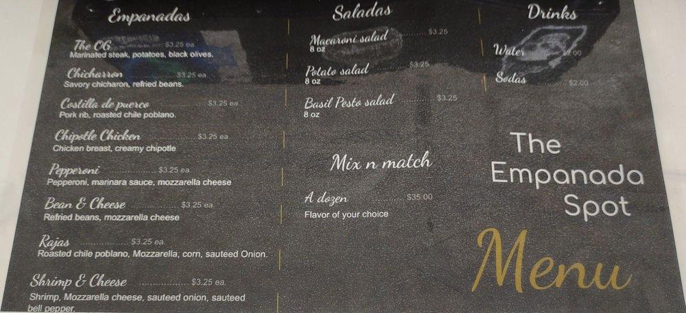 Menu at The Empanada Spot restaurant, Chula Vista