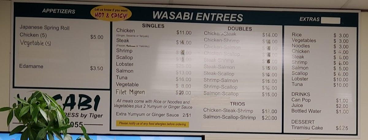 Menu at Wasabi Express by Tiger restaurant, Barberton, 240 5th St SE