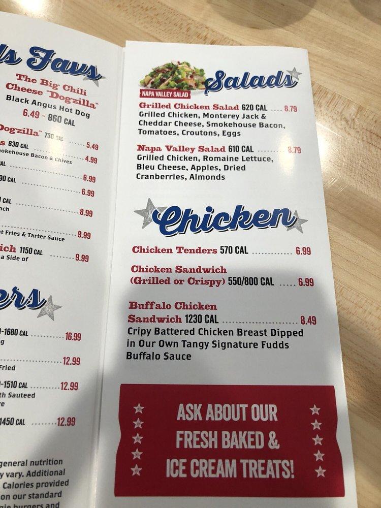Menu at Fuddruckers restaurant, Richmond Hill, Ocean Hwy US-17
