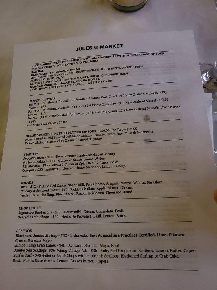 Menu at Jules@Market restaurant, Bristol