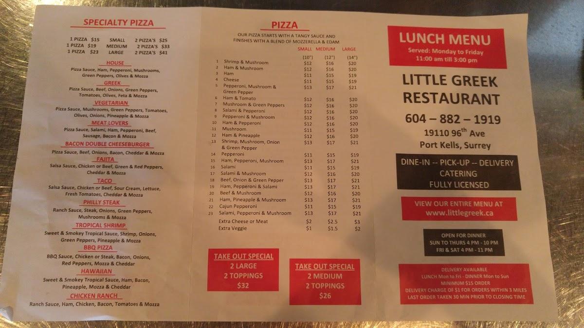 Menu at Little Greek Restaurant, Surrey