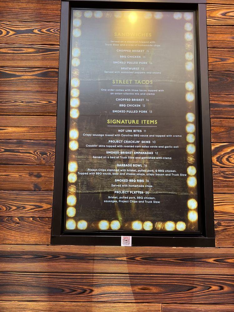 Menu at Project BBQ, Las Vegas