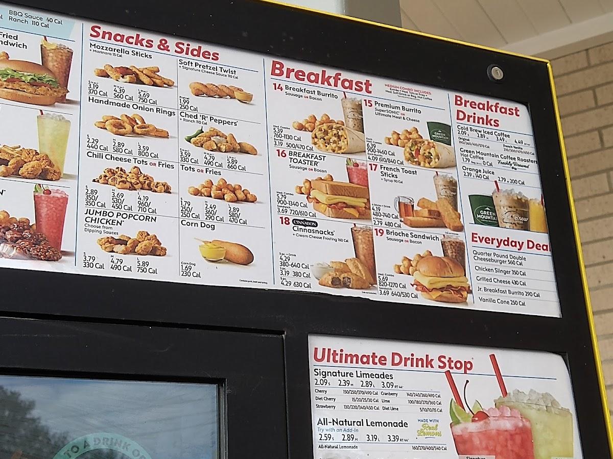 Menu at Sonic Drive-In fast food, Bay City