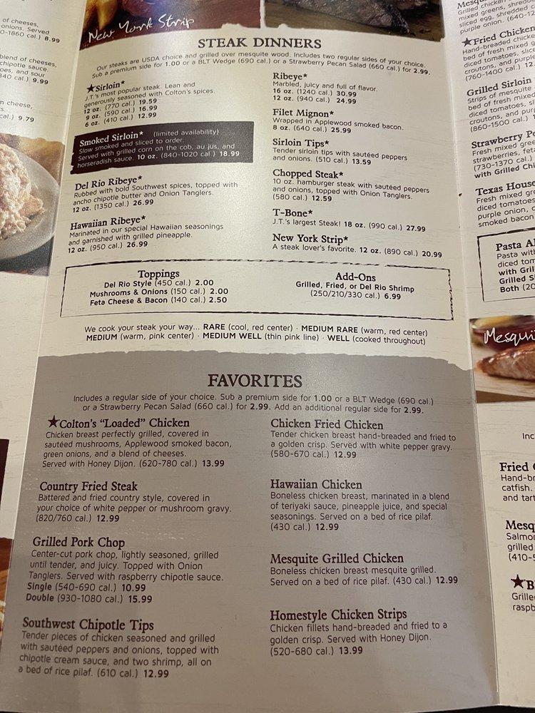 Menu at Colton's Steak House & Grill steakhouse, West Plains