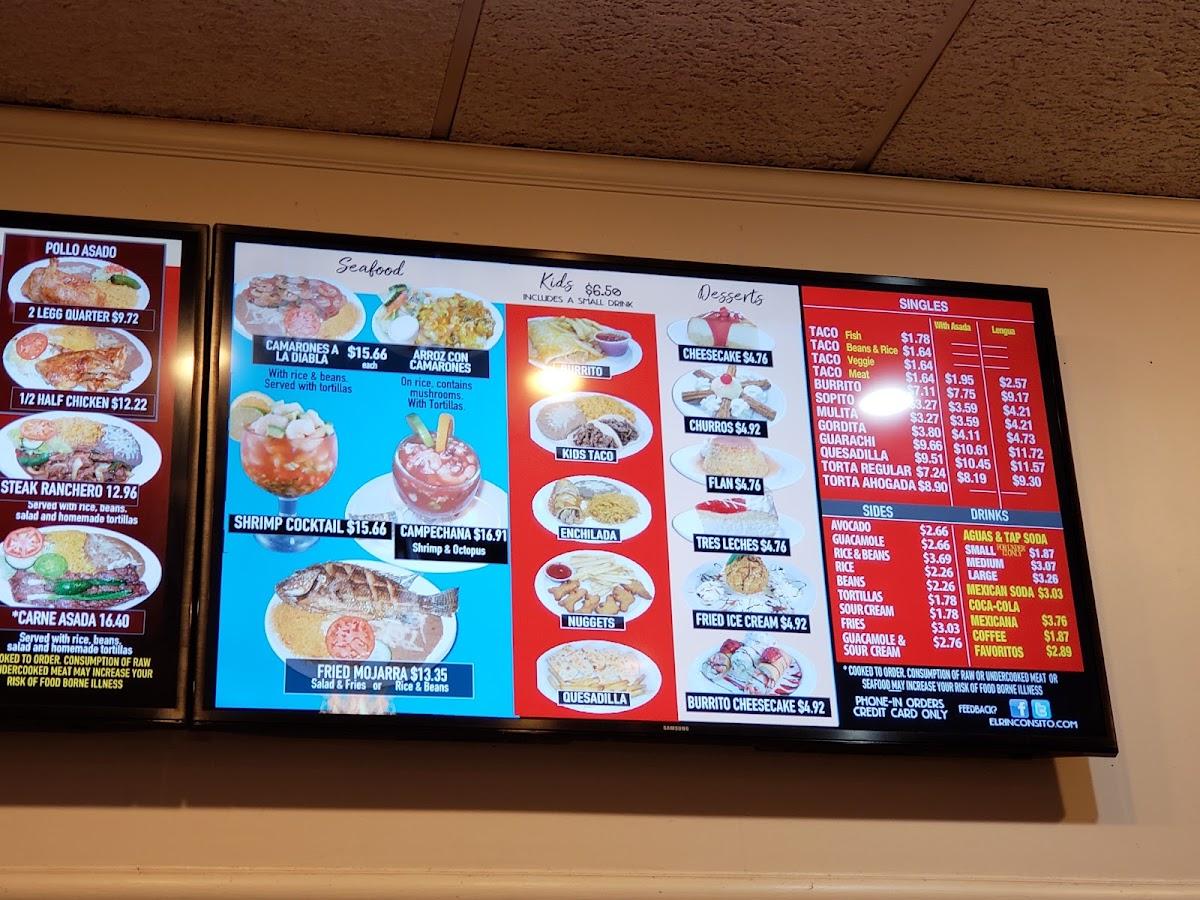 Menu at El Rinconsito Bellevue restaurant, Bellevue, 140th Ave NE Ave