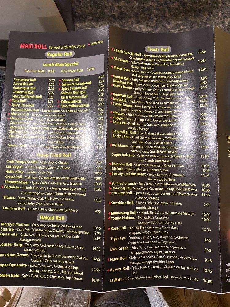 Menu at Mamasang Sushi & Grill restaurant, Jonesboro