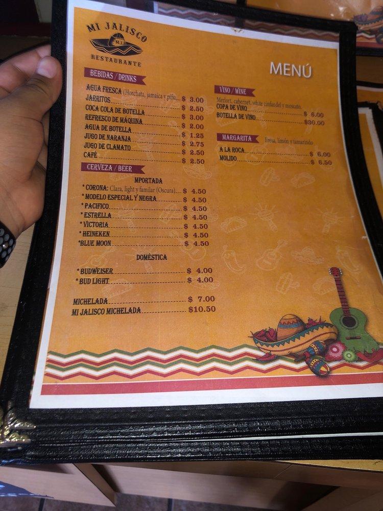 Menu at Mi Jalisco Restaurante, Vallejo