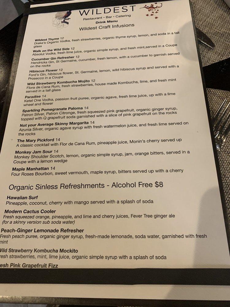 Menu at Wildest Restaurant & Bar, Palm Desert