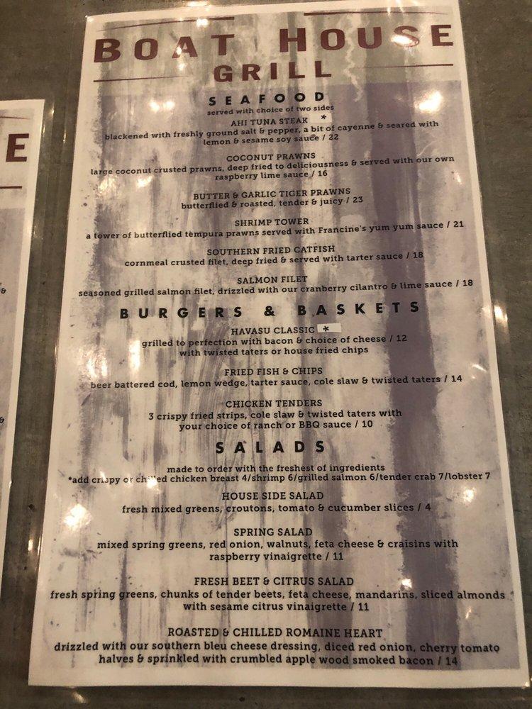 Carta de parrilla Boat House Grill, Lake Havasu City