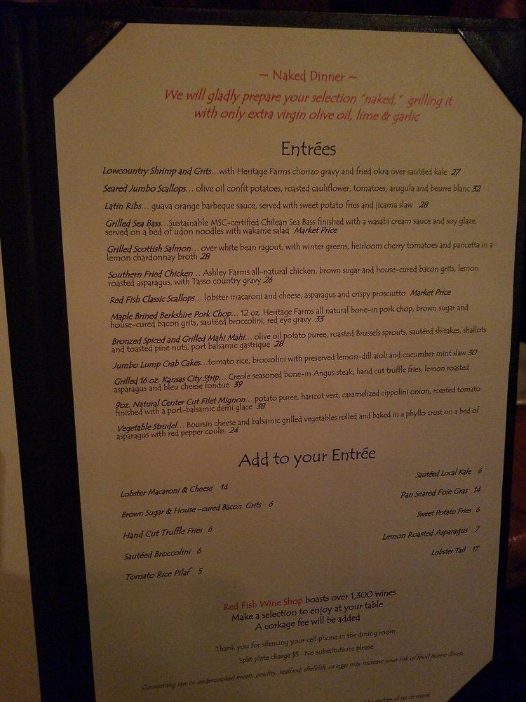 Menu at Red Fish Restaurant, Hilton Head Island