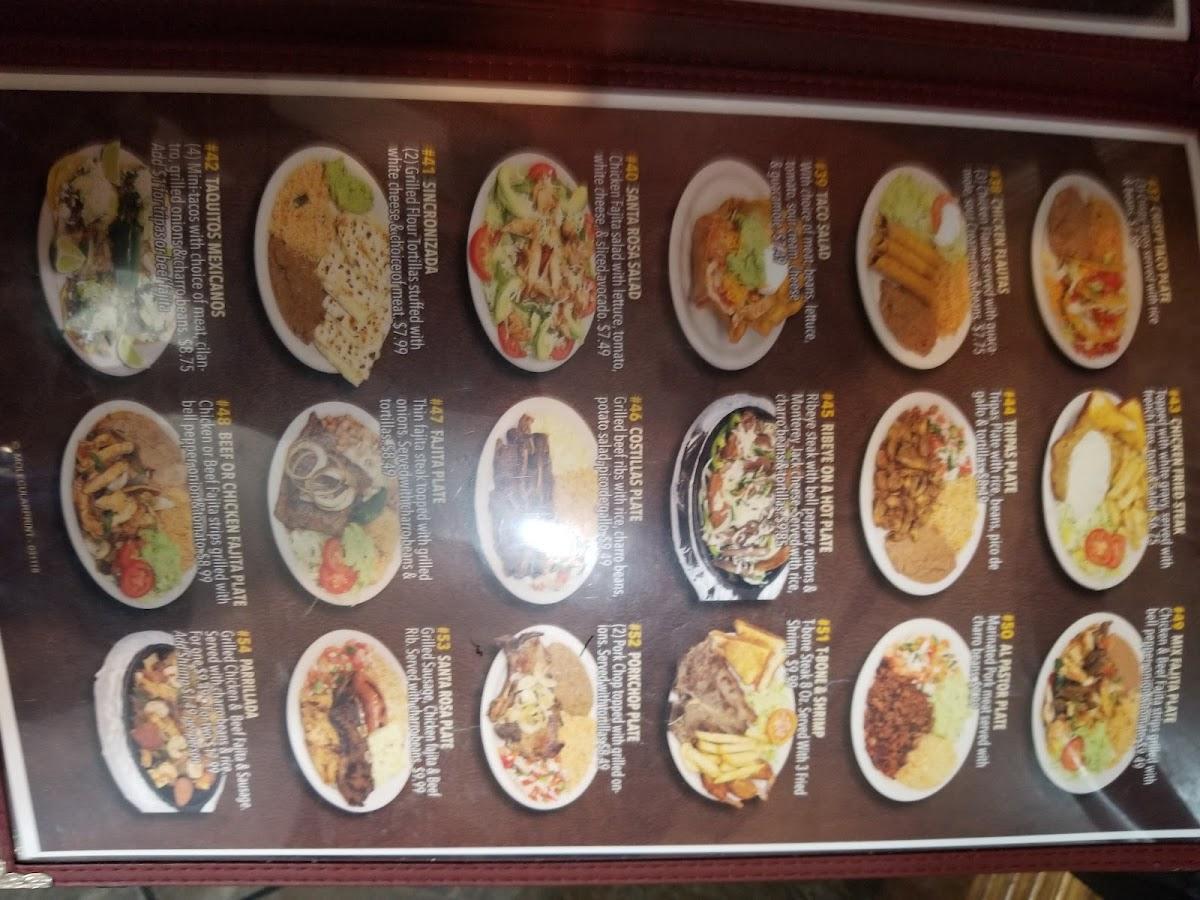 Menu at Santa Rosa Restaurant, Corpus Christi